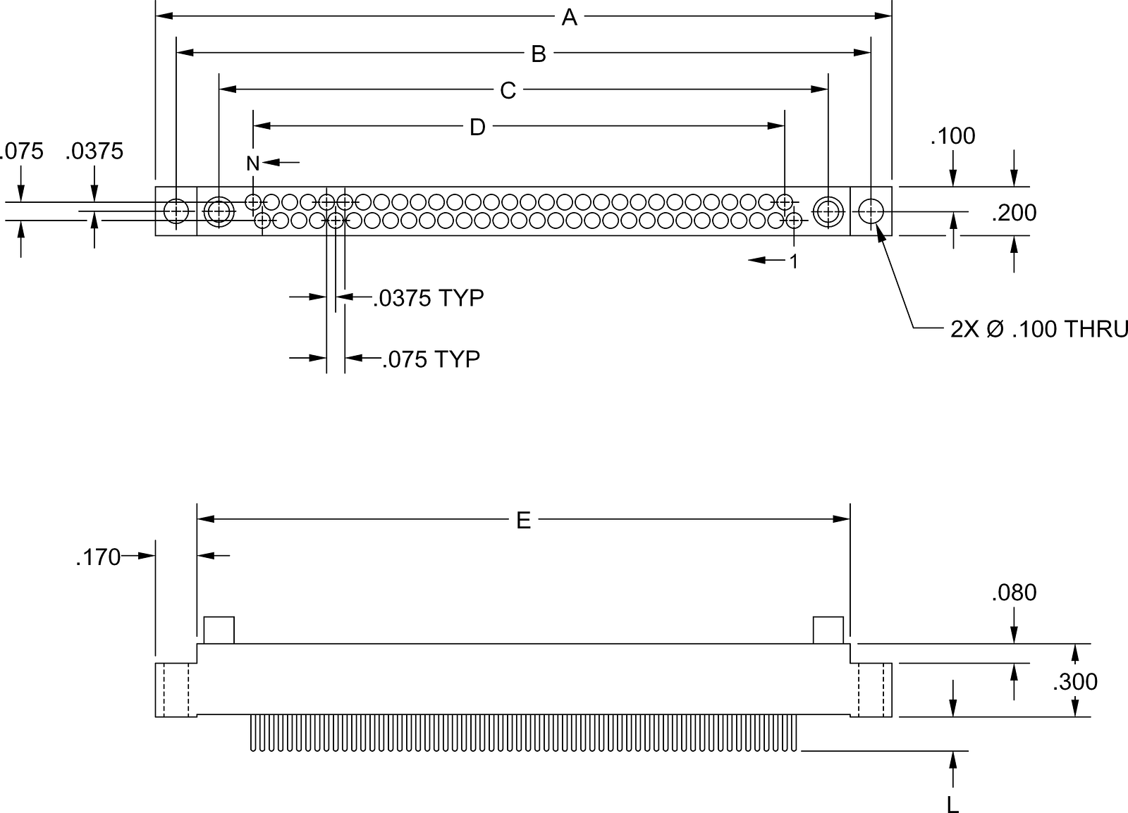 HRM 2 Row Receptacle, Straight | IEH