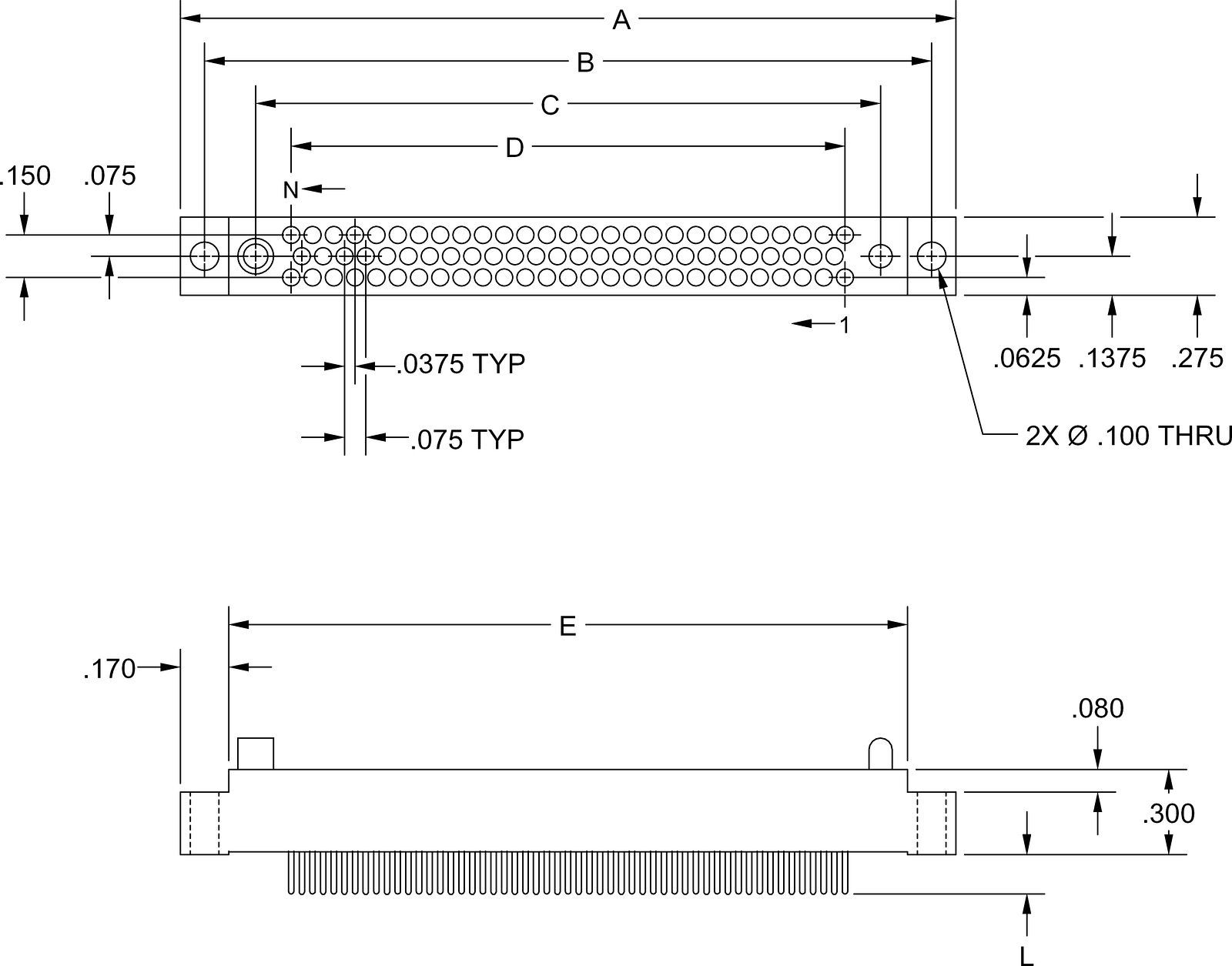 HRM 3 Row Receptacle, Straight | IEH